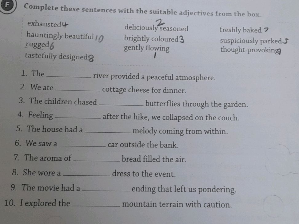 Complete these sentences with the suitable | StudyX