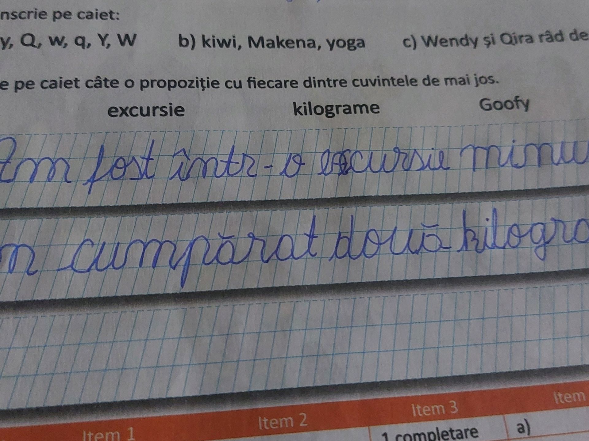 e pe caiet câte o propoziție cu fiecare | StudyX