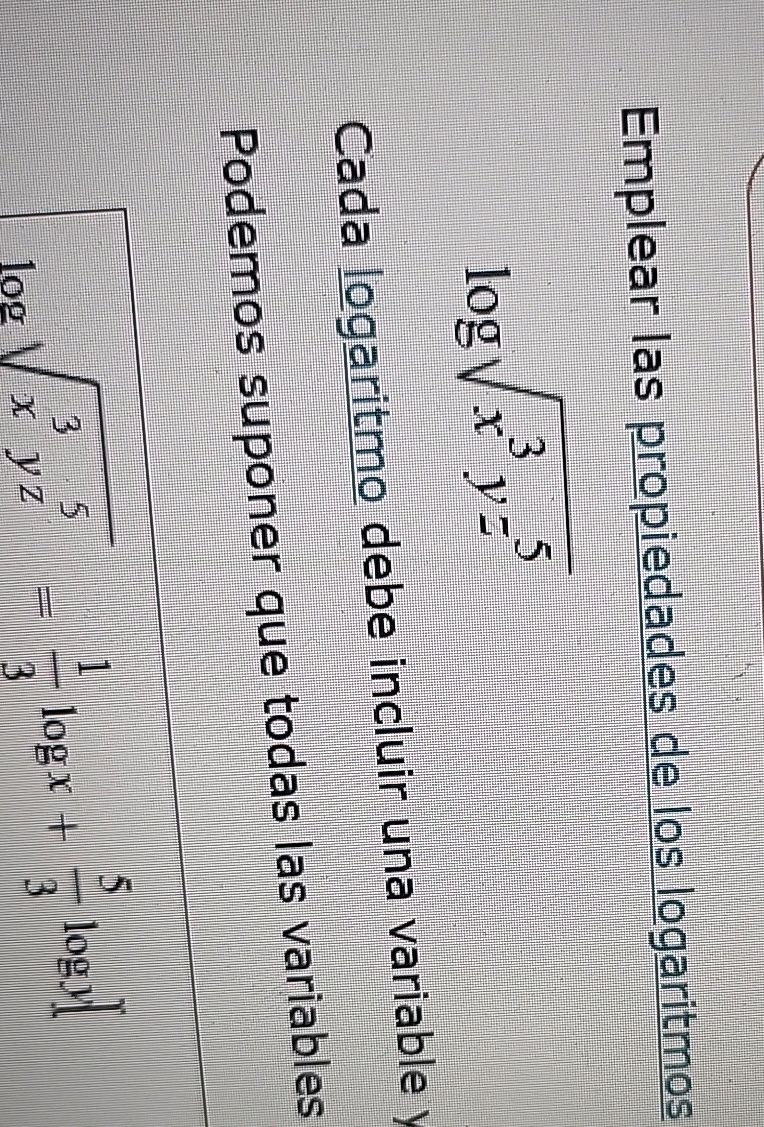 Emplear las propiedades de los logaritmos $ | StudyX