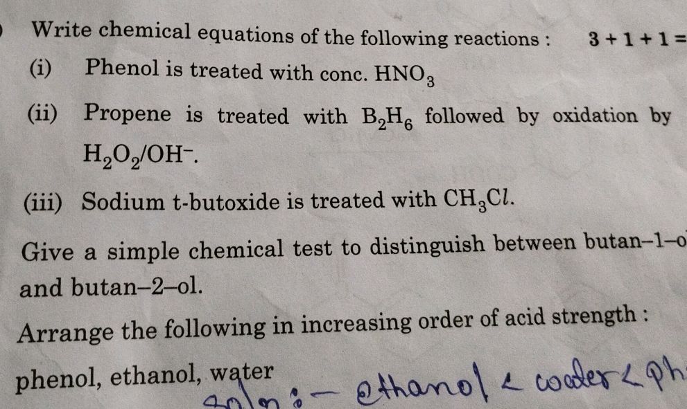 Write chemical equations of the following | StudyX