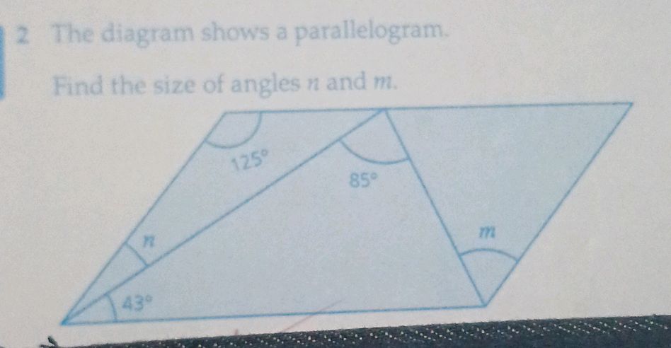 The diagram shows a parallelogram. Find the | StudyX