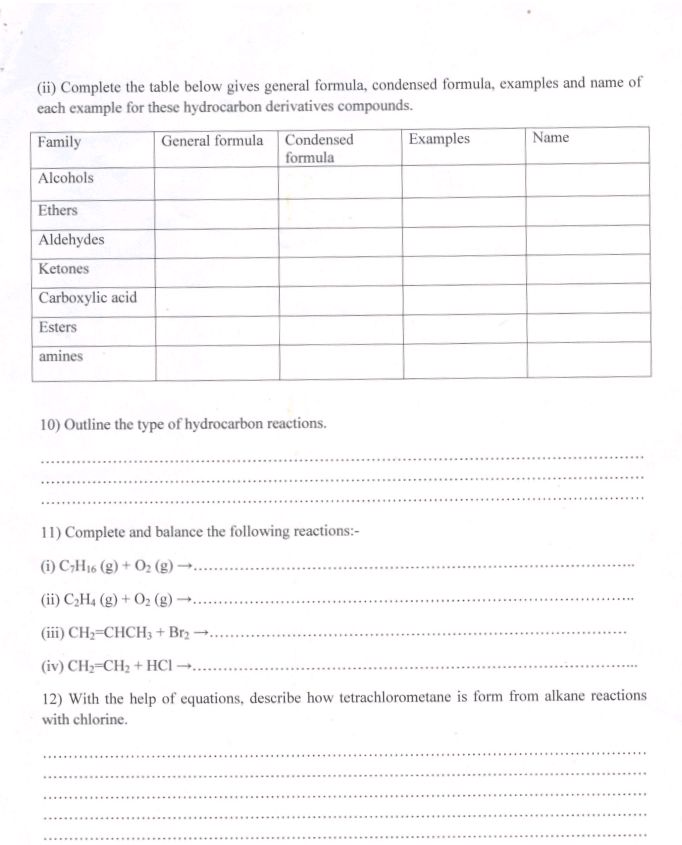 (ii) Complete the table below gives general | StudyX