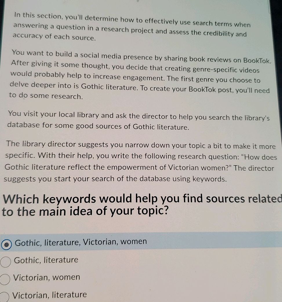 Which keywords would help you find sources | StudyX