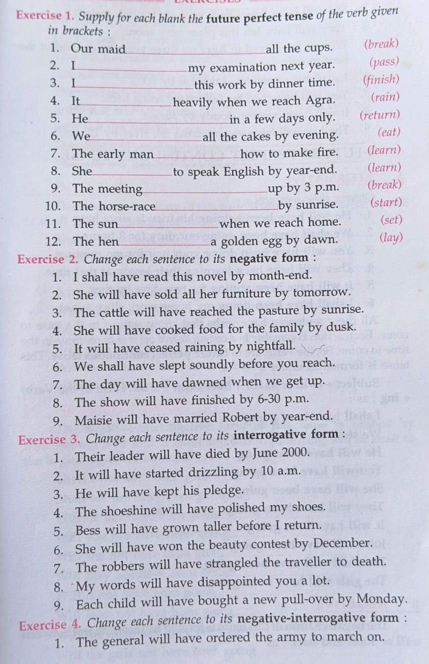 Exercise 1. Supply for each blank the future | StudyX