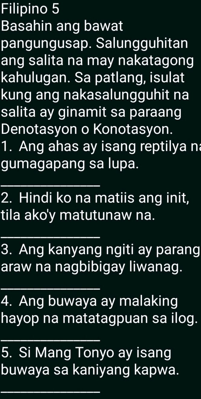 Basahin ang bawat pangungusap. Salungguhitan | StudyX