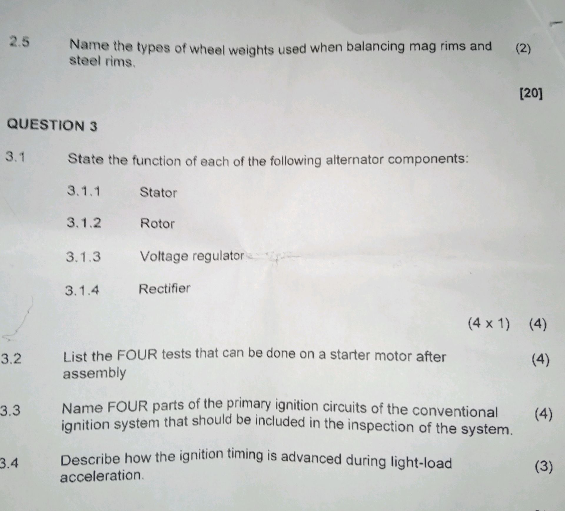 2. 5 Name the types of wheel weights used | StudyX