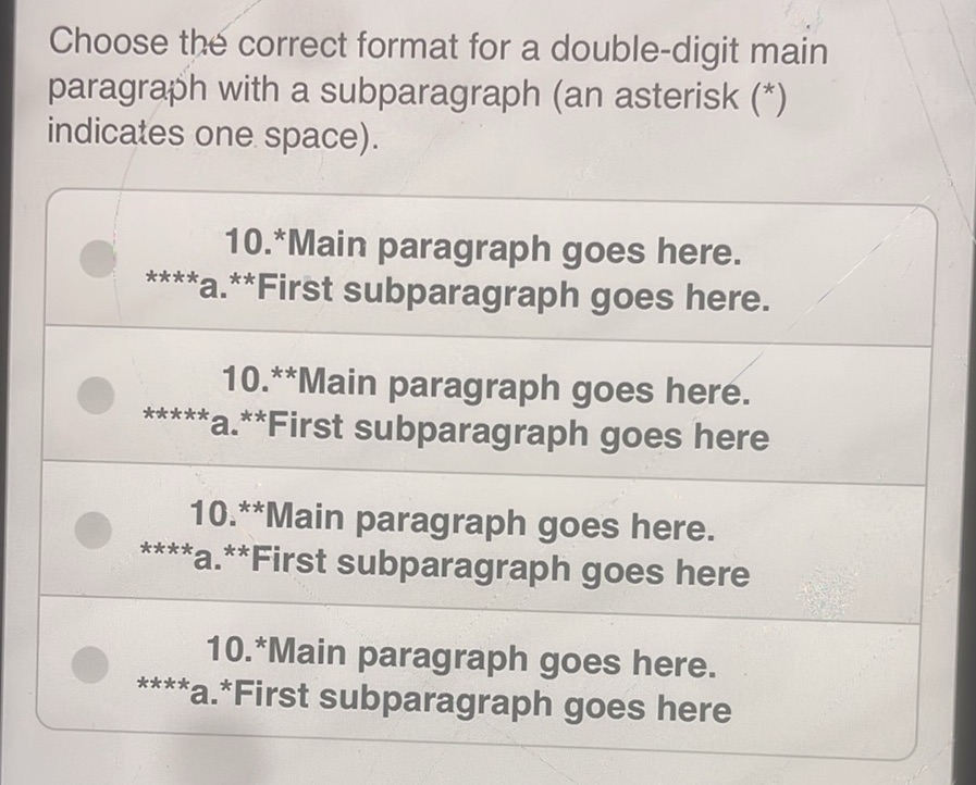 Choose the correct format for a double-digit | StudyX