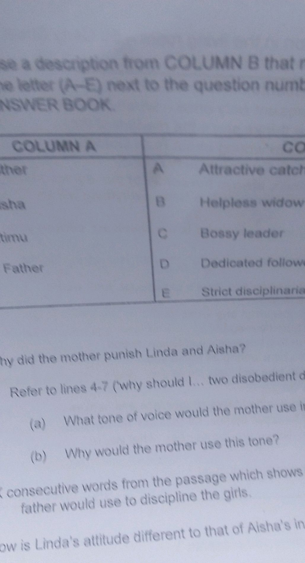 Match the descriptions from COLUMN B to | StudyX