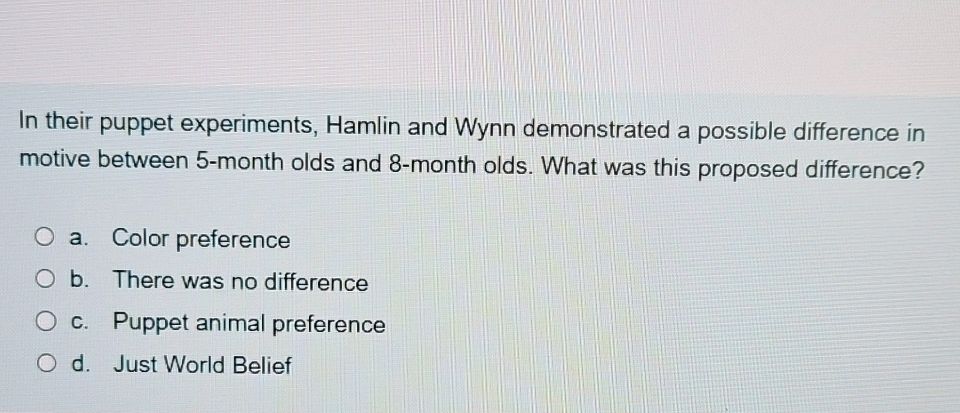 In their puppet experiments, Hamlin and Wynn | StudyX