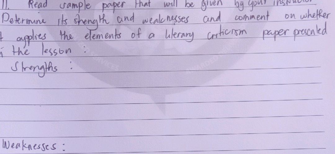 11. Read sample paper that will be given by | StudyX