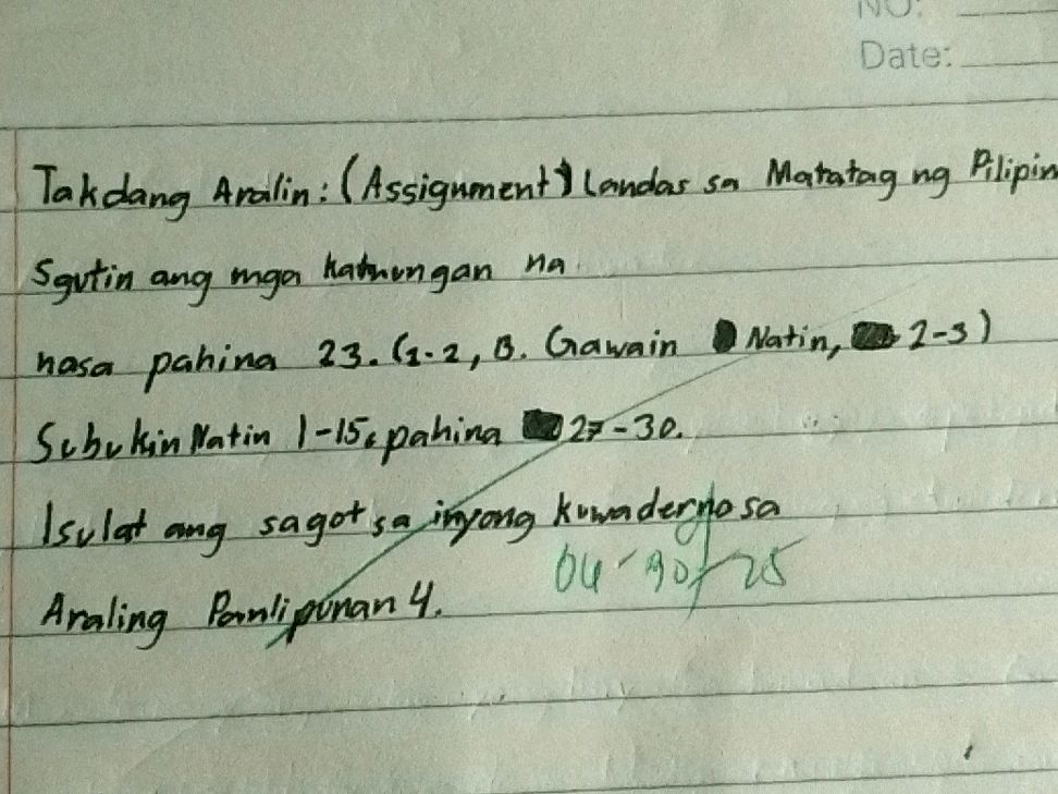Takdang Aralin: (Assignment) Landas sa | StudyX