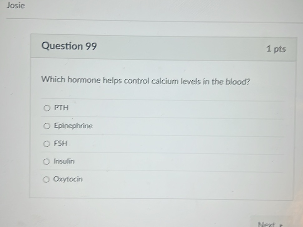 Which hormone helps control calcium levels | StudyX