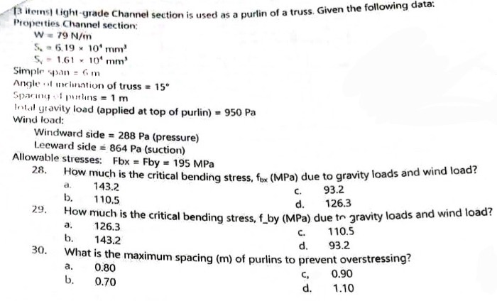 Light-grade Channel section is used as a | StudyX