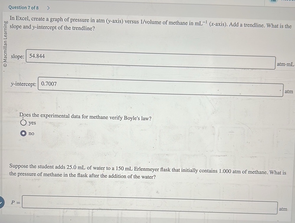 In Excel, create a graph of pressure in atm | StudyX