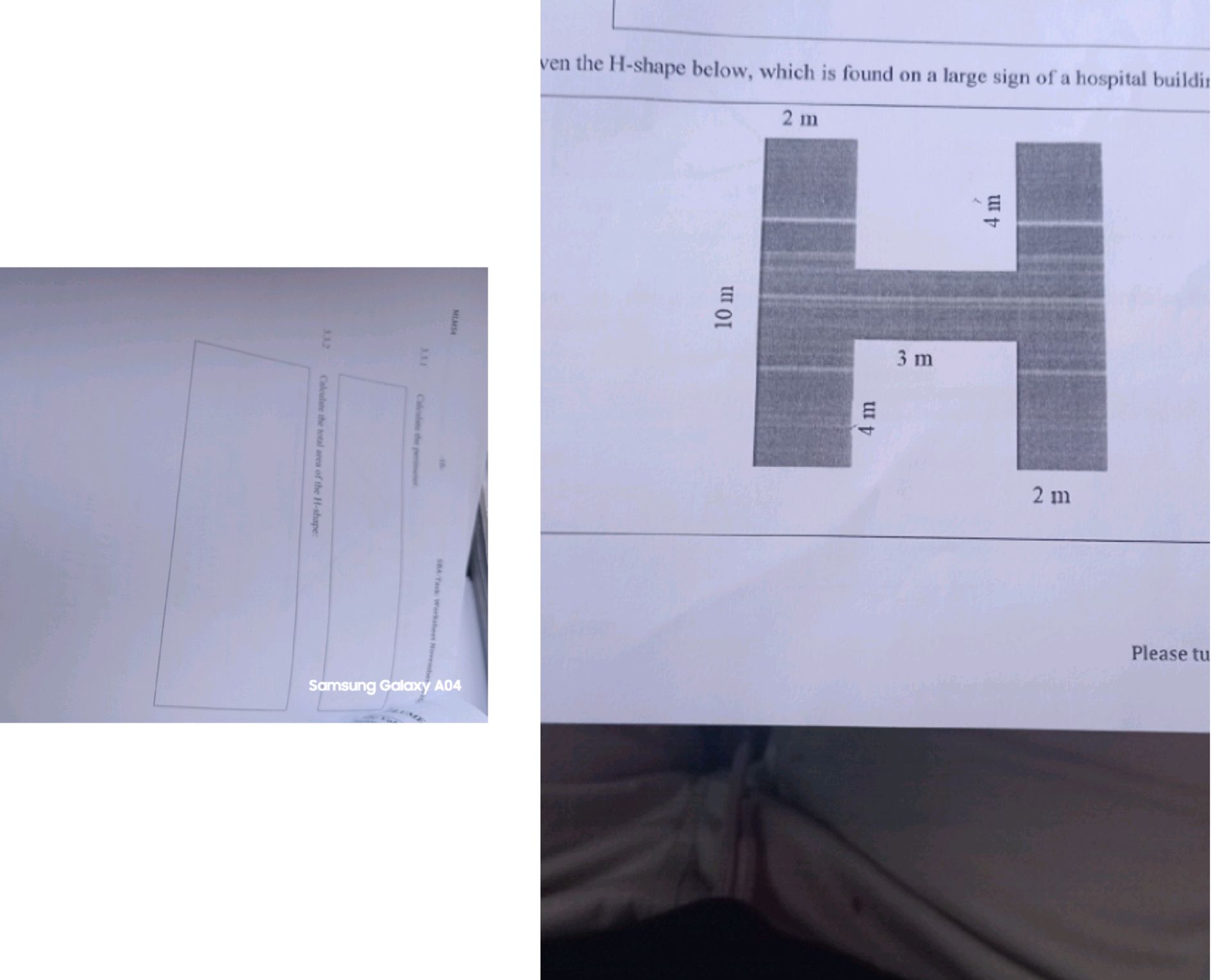 Calculate the total area of the H-shape: | StudyX