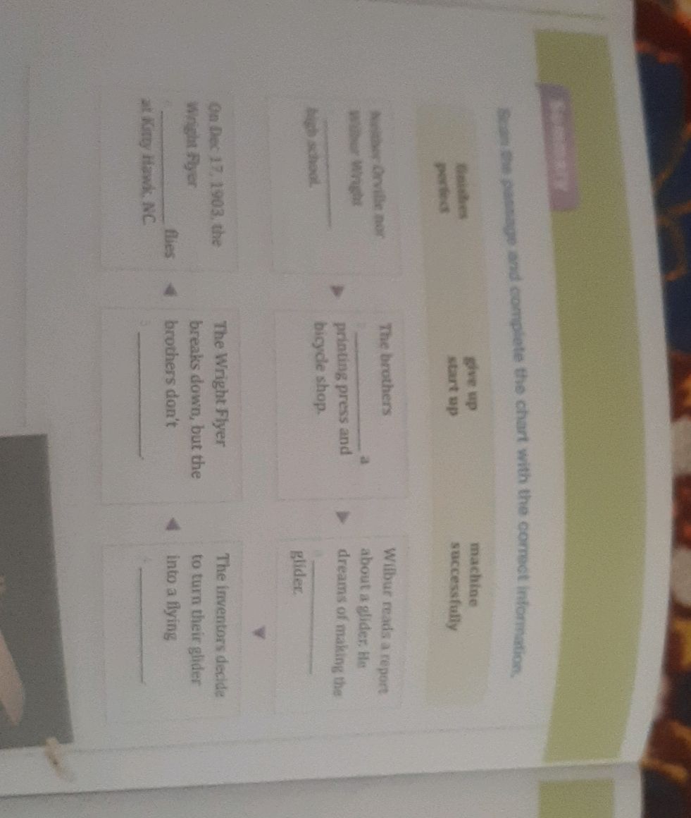 Scan the passage and complete the chart with | StudyX
