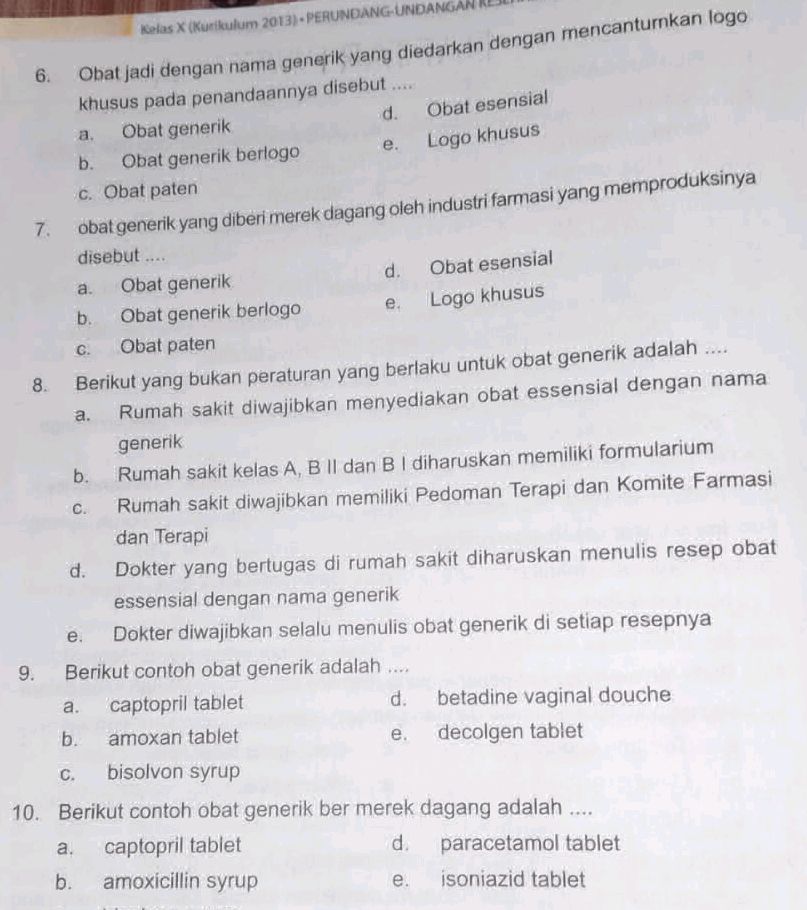 6. Obat jadi dengan nama generik yang | StudyX