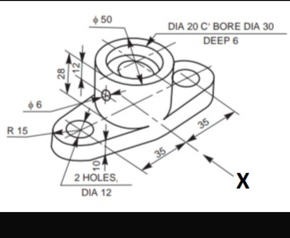 The image shows a 3D engineering drawing | StudyX