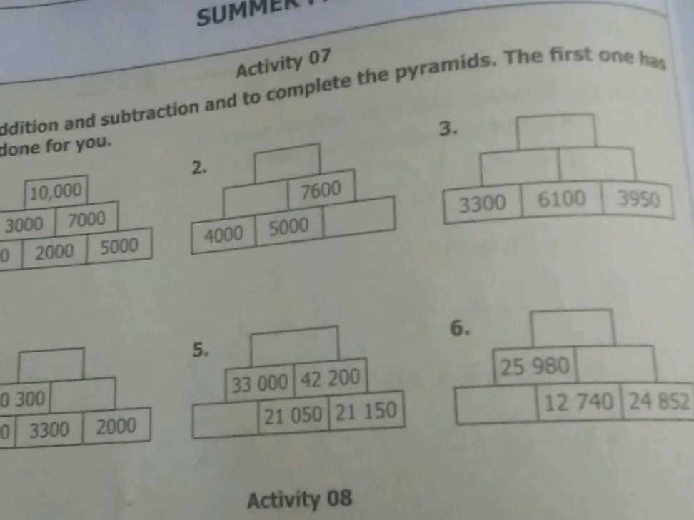 Complete the pyramids using addition and | StudyX