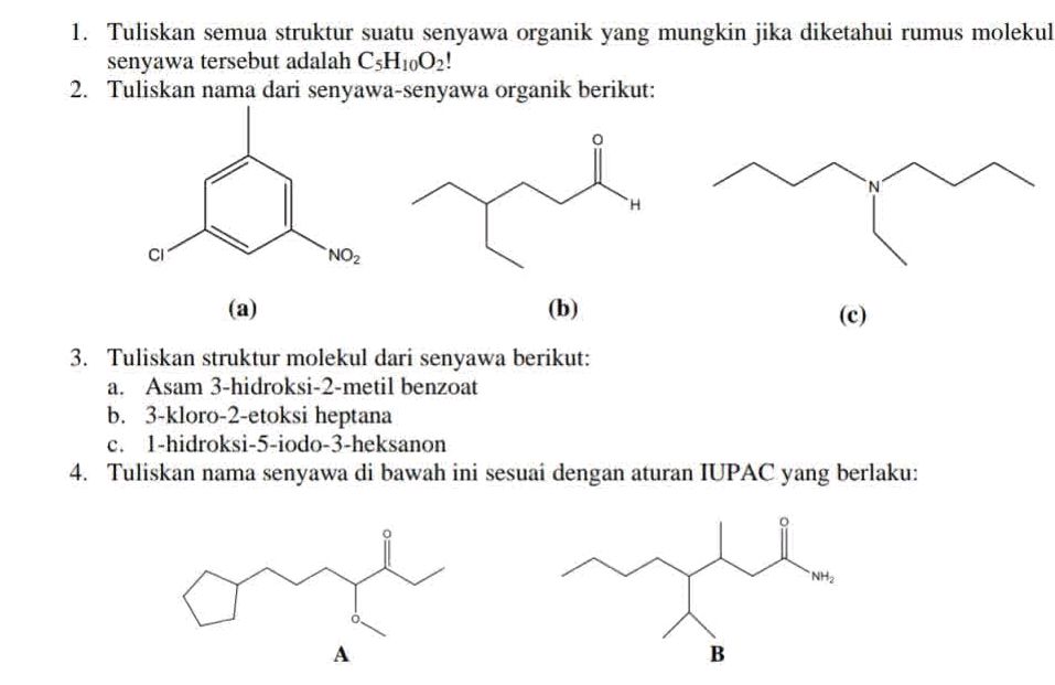 1. Tuliskan semua struktur suatu senyawa | StudyX