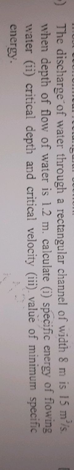 ) The discharge of water through a | StudyX