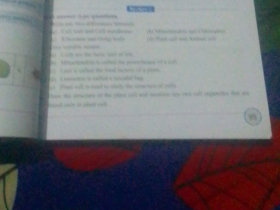 Write any two differences between: a) Cell | StudyX