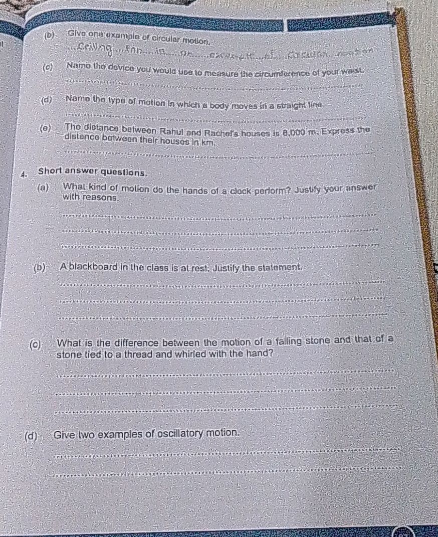 (b) Give one example of circular motion. | StudyX