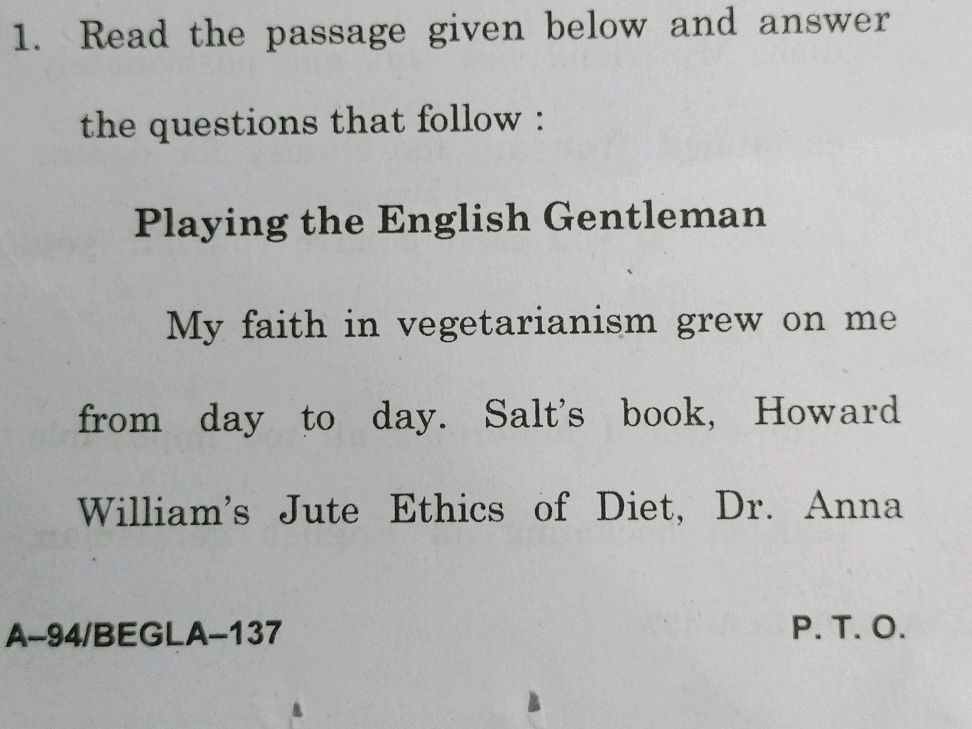 1. Read the passage given below and answer | StudyX