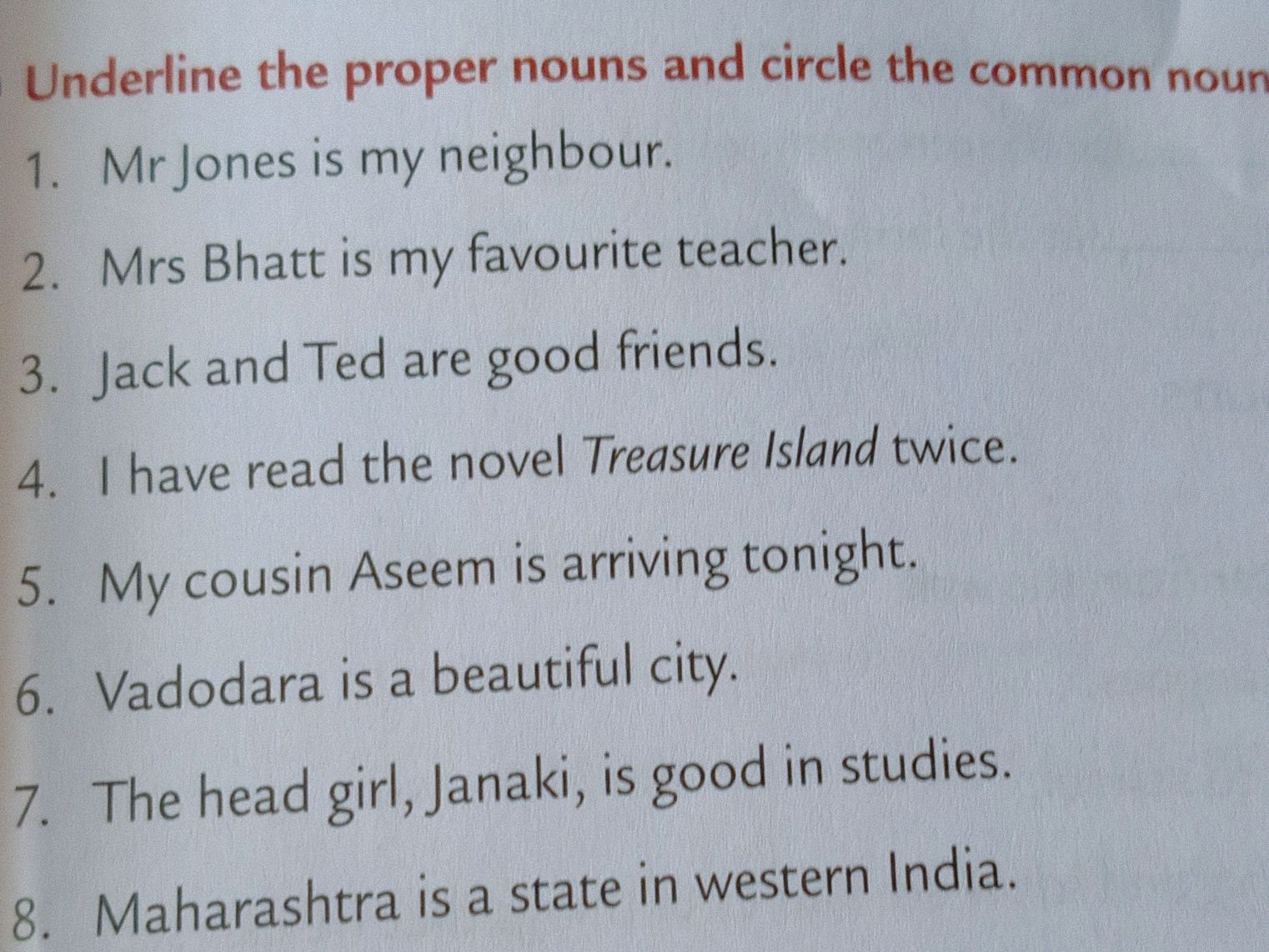 Underline the proper nouns and circle the | StudyX