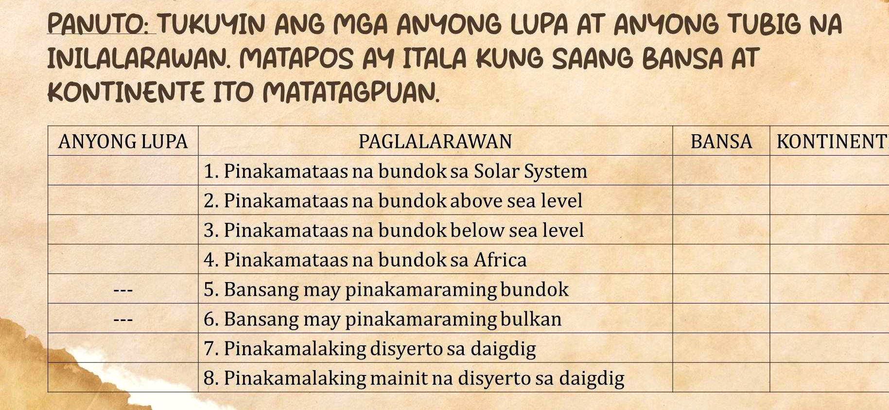 PANUTO: TUKUYIN ANG MGA ANYONG LUPA AT | StudyX