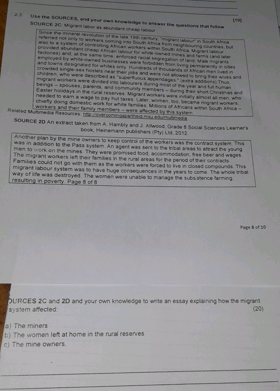 2.3 Use the SOURCES, and your own knowledge | StudyX