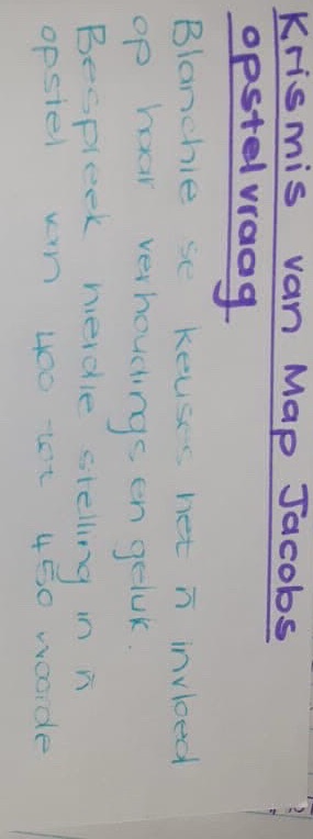 Krismis van Map Jacobs opstel vraag | StudyX