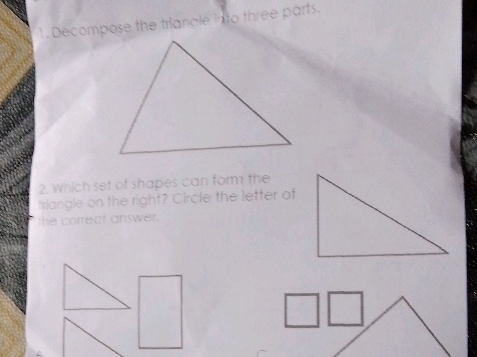 1. Decompose the triangle into three parts. | StudyX