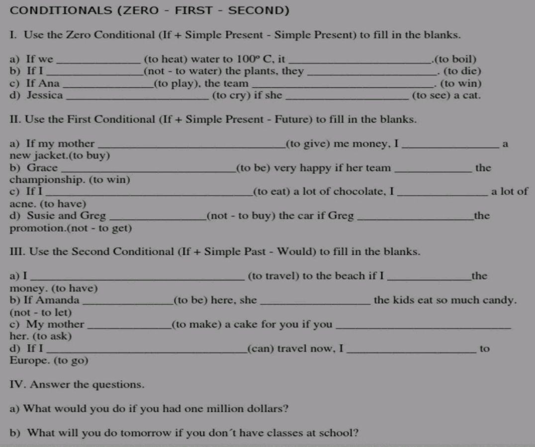 CONDITIONALS (ZERO - FIRST - SECOND) I. Use | StudyX