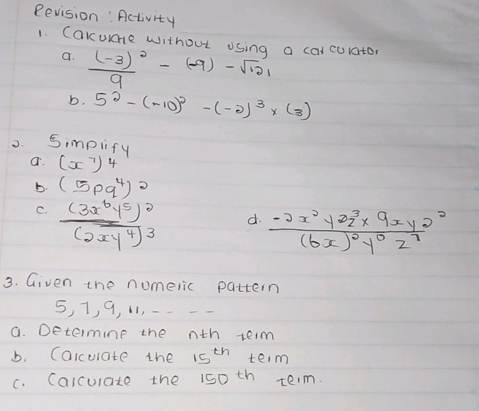 1. Calculate without using a calculator a. | StudyX