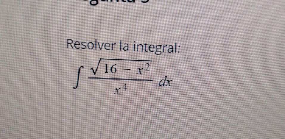 Resolver la integral: $ { {16 - | StudyX