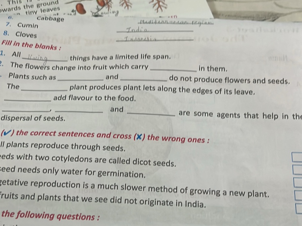 Fill in the blanks: 1. All living things | StudyX