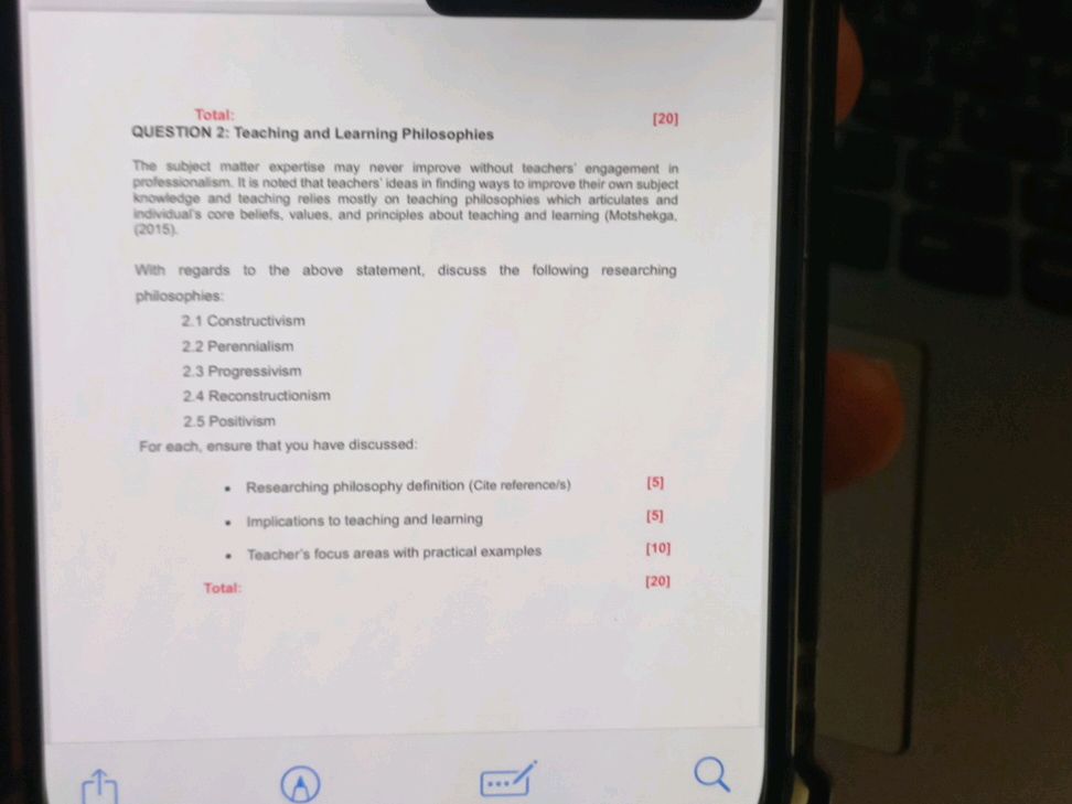 Total: QUESTION 2: Teaching and Learning | StudyX