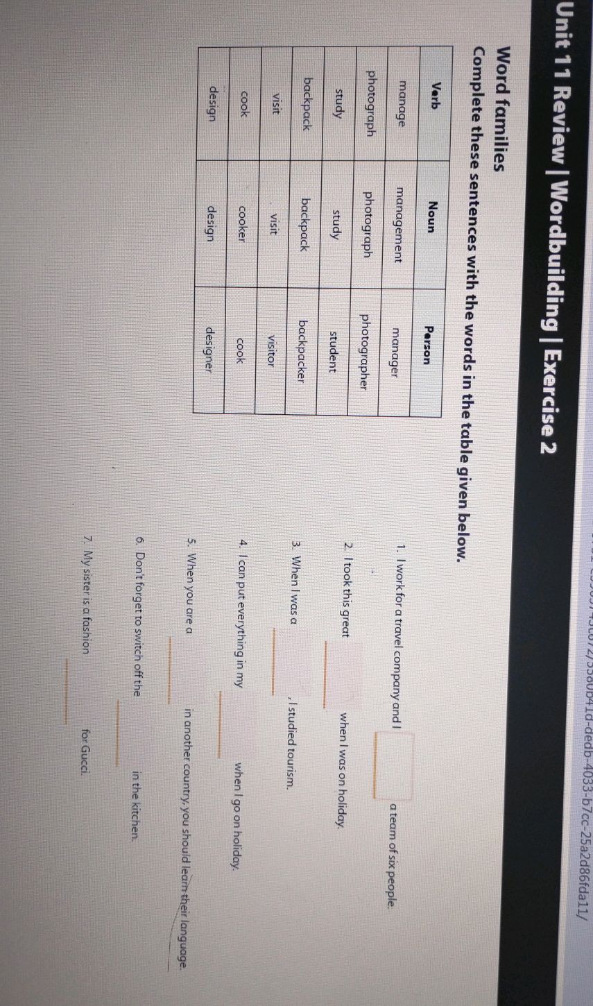 Complete these sentences with the words in | StudyX