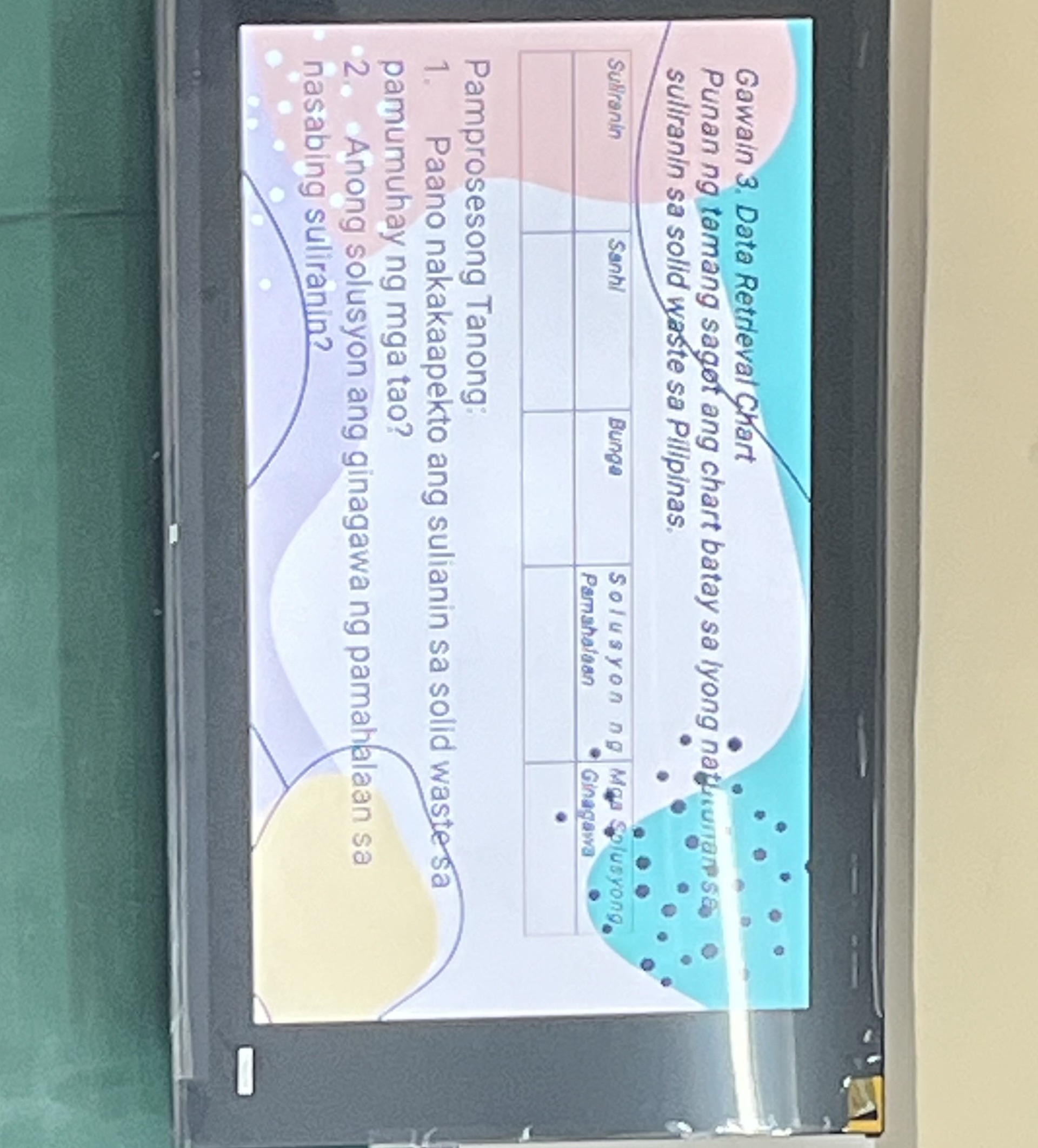 Gawain 3. Data Retrieval Chart Punan ng | StudyX