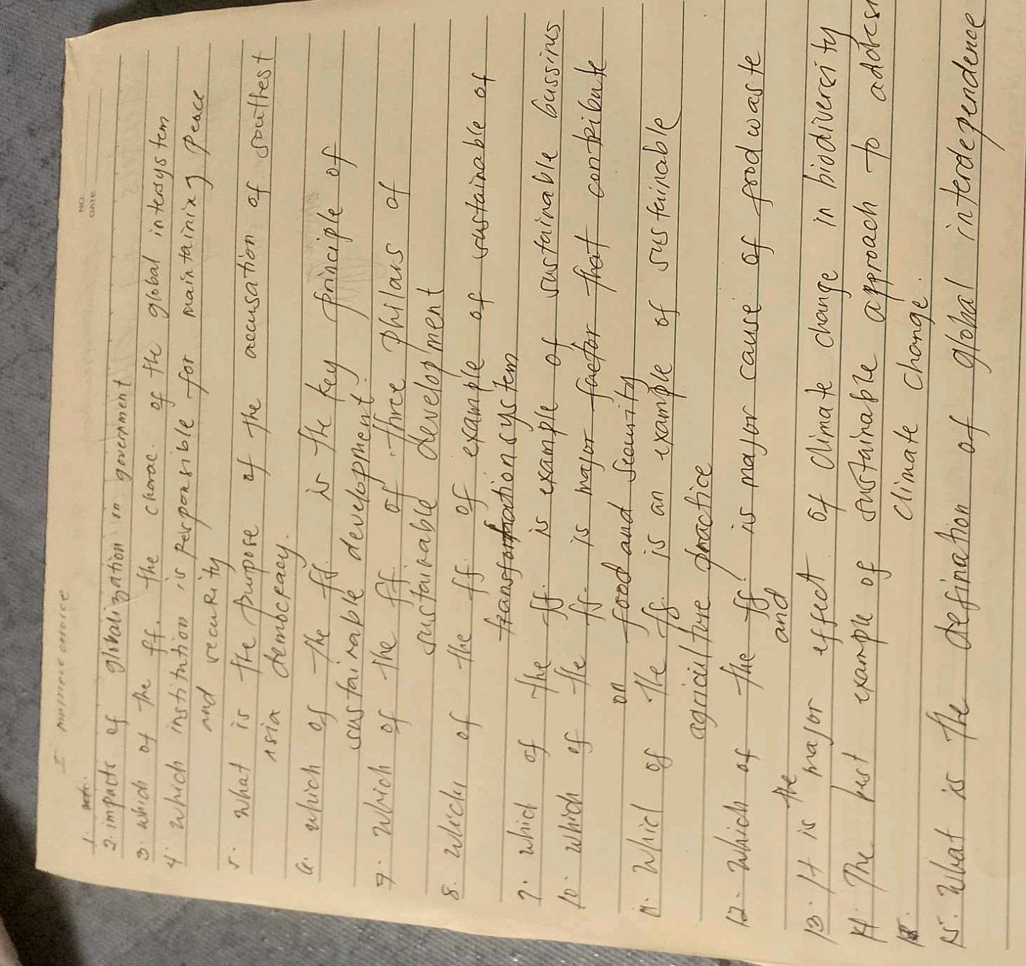 2. impacts of globalization on government 3. | StudyX