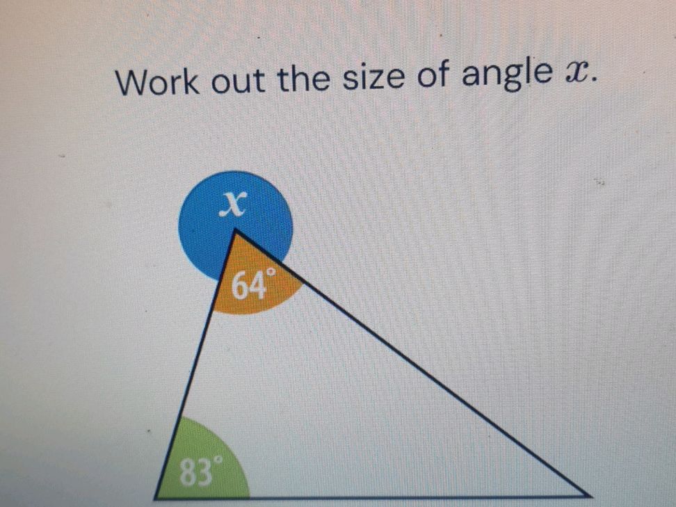 Work out the size of angle $x$. The image | StudyX