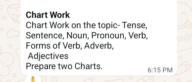 Chart Work Chart Work on the topic- Tense, | StudyX