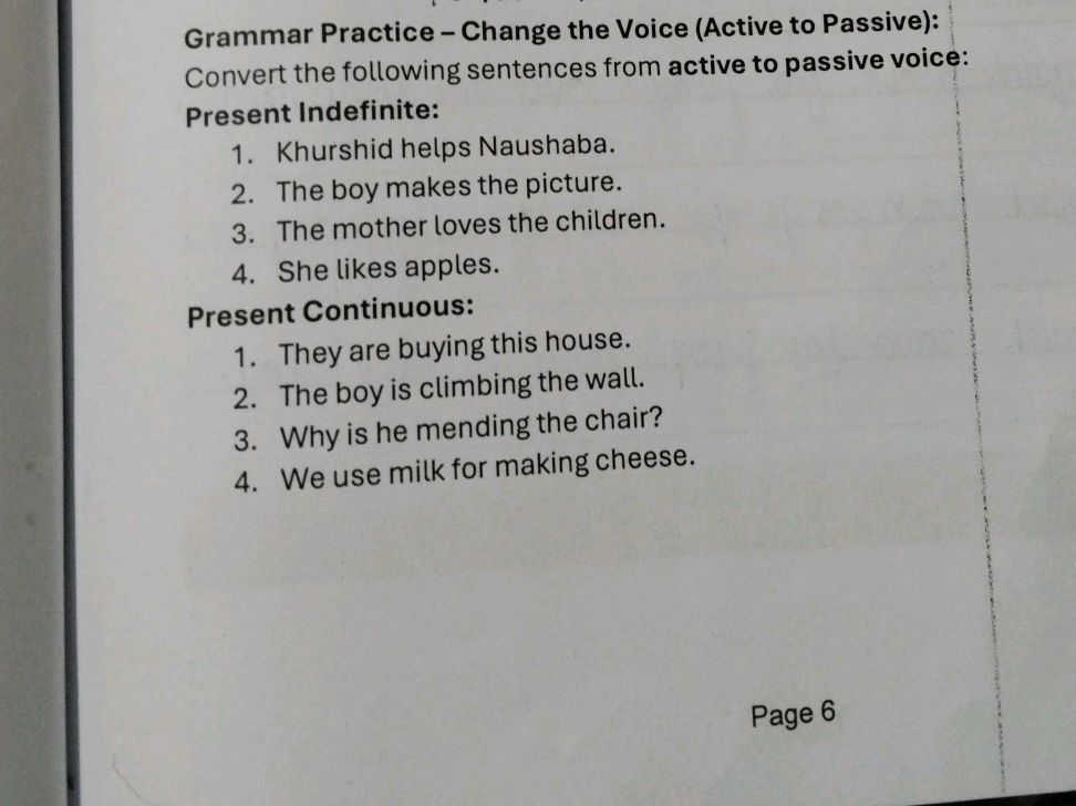 Grammar Practice - Change the Voice (Active | StudyX