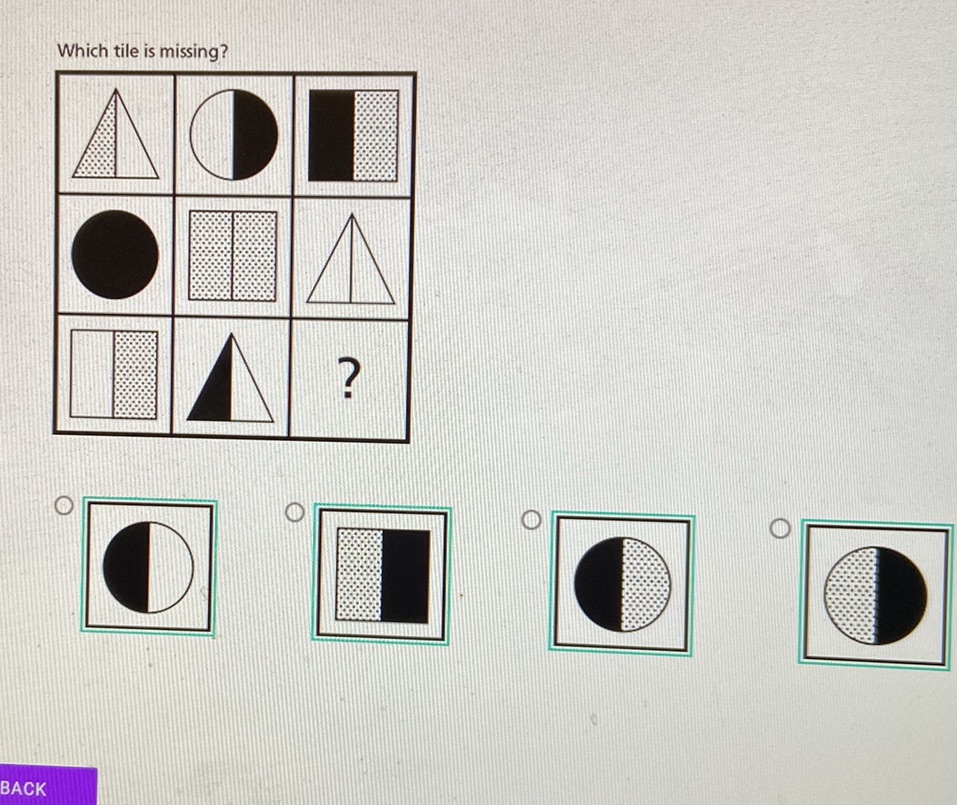 Which tile is missing? | Triangle (dotted) | StudyX