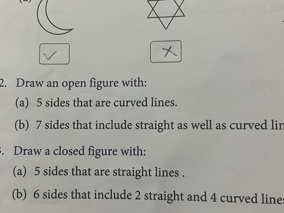2. Draw an open figure with: (a) 5 sides | StudyX