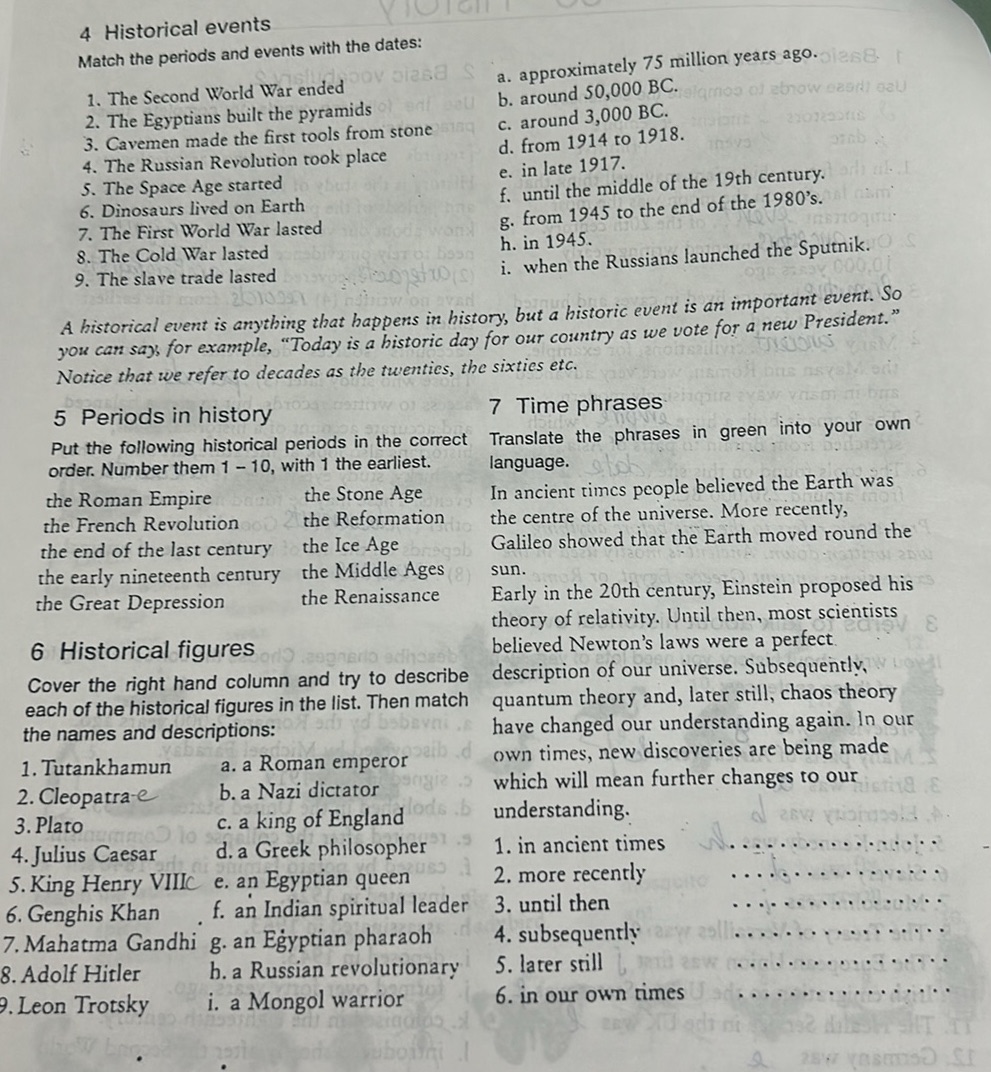 4 Historical events Match the periods and | StudyX