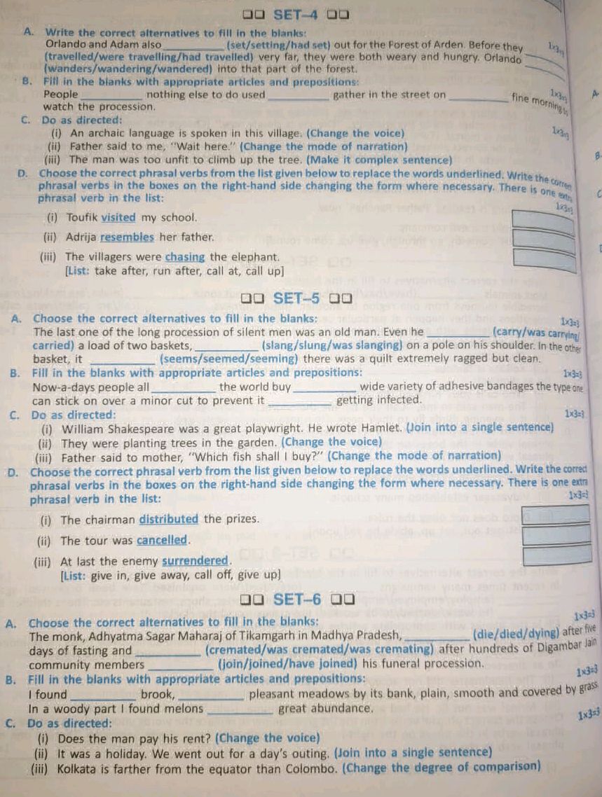 A. Write the correct alternatives to fill in | StudyX