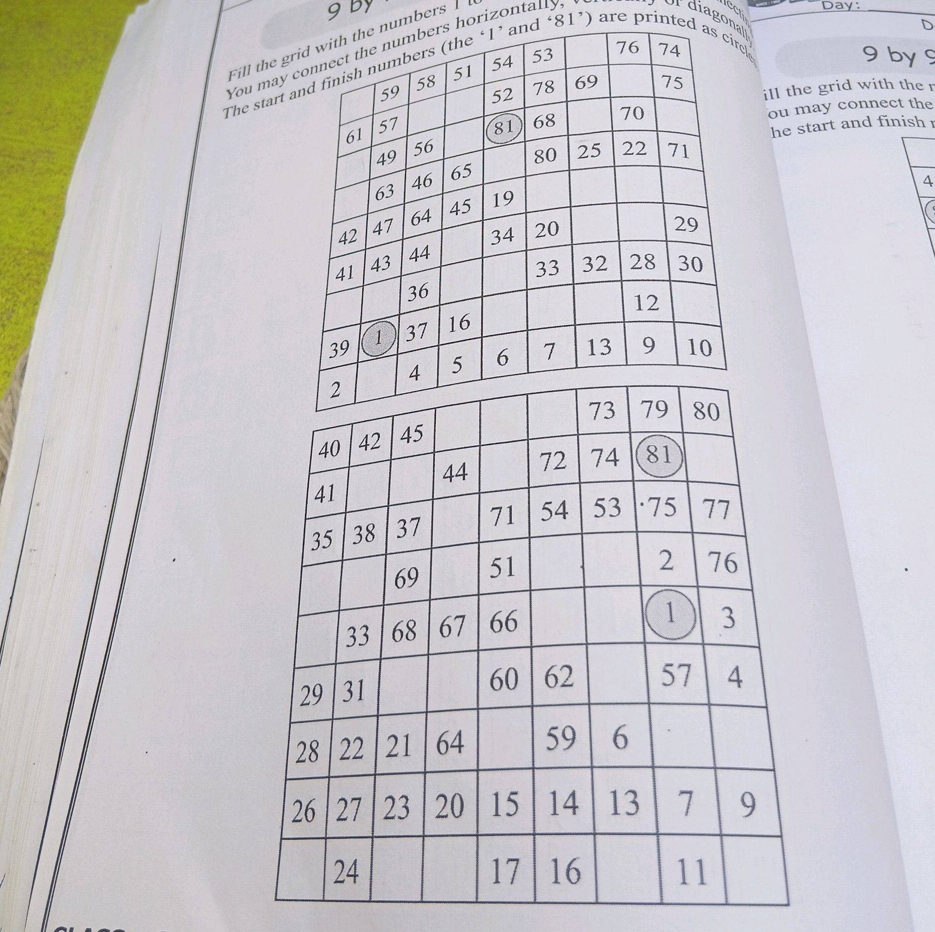 Fill the grid with the numbers 1 to 81. You | StudyX