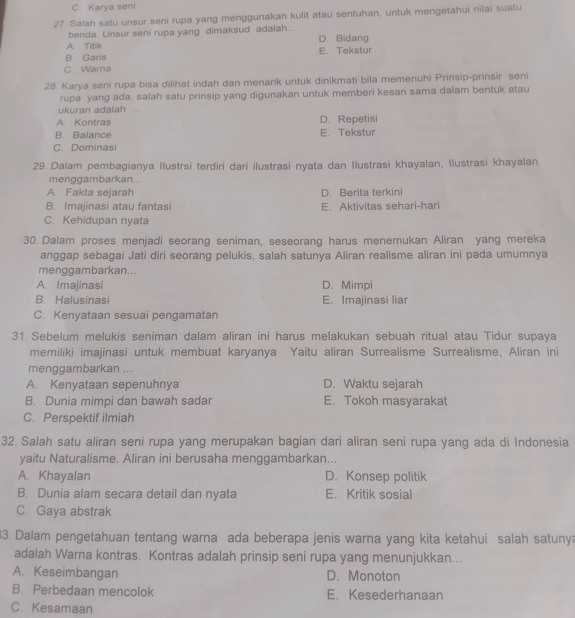 27. Salah satu unsur seni rupa yang | StudyX